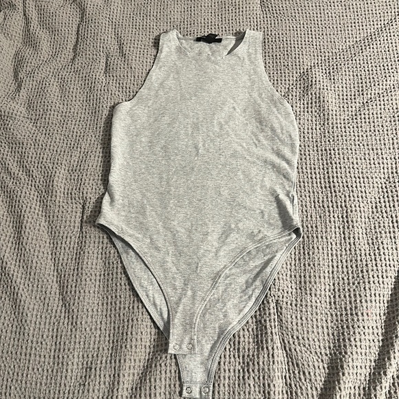 Tops | Gray Bodysuit | Poshmark